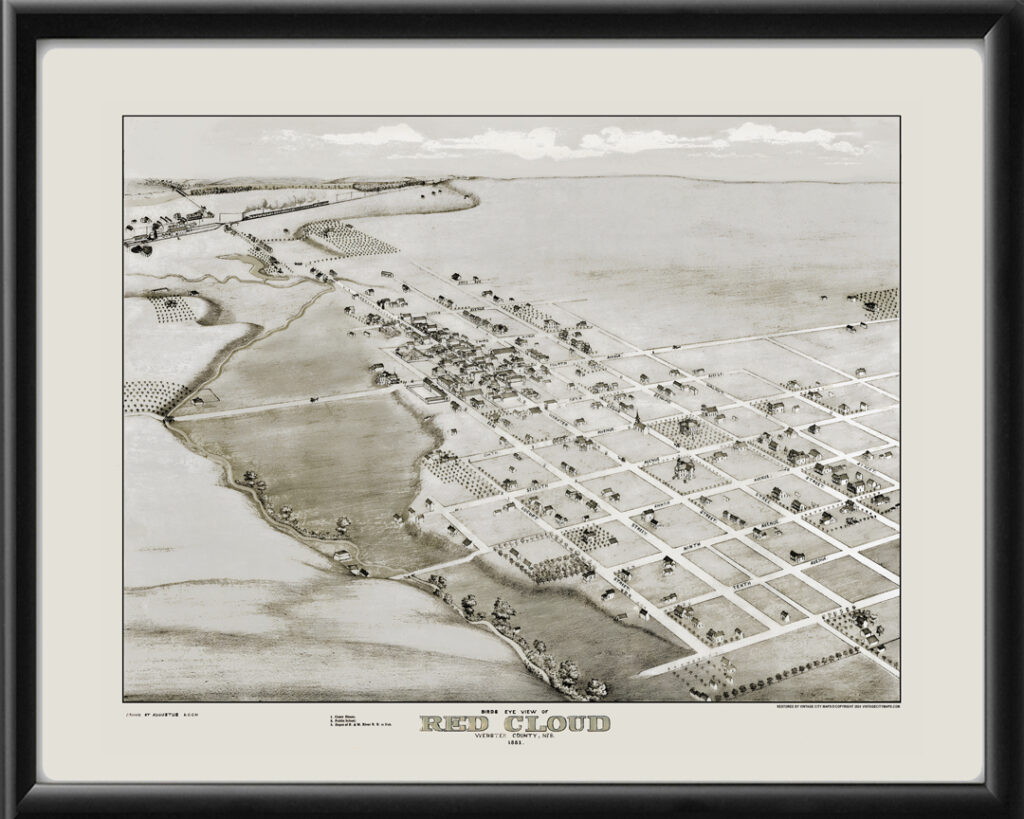 Red Cloud NE 1881 Restored Map | Vintage City Maps