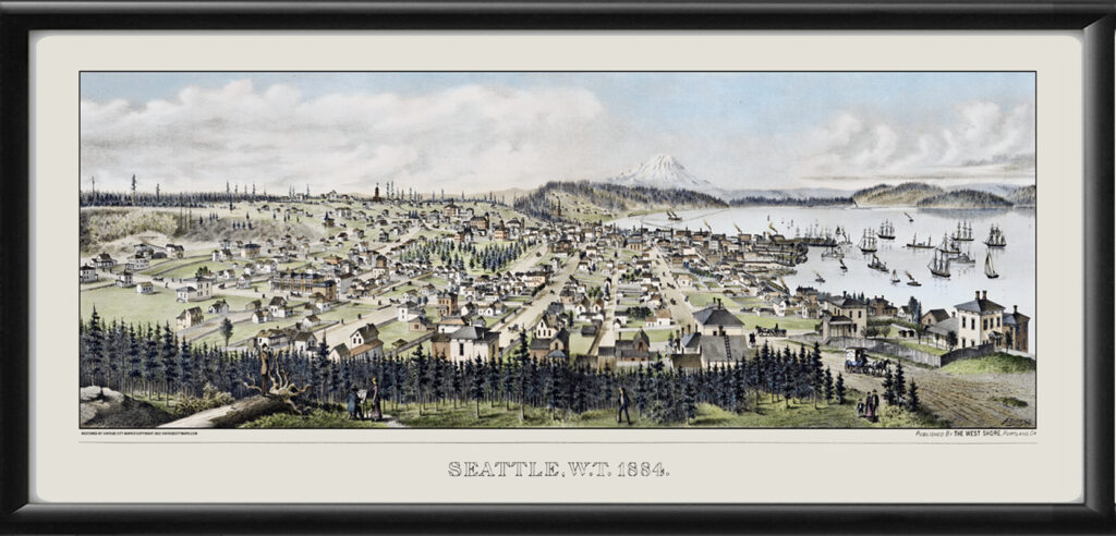 Seattle WA 1884 (Color) Restored Map | Vintage City Maps