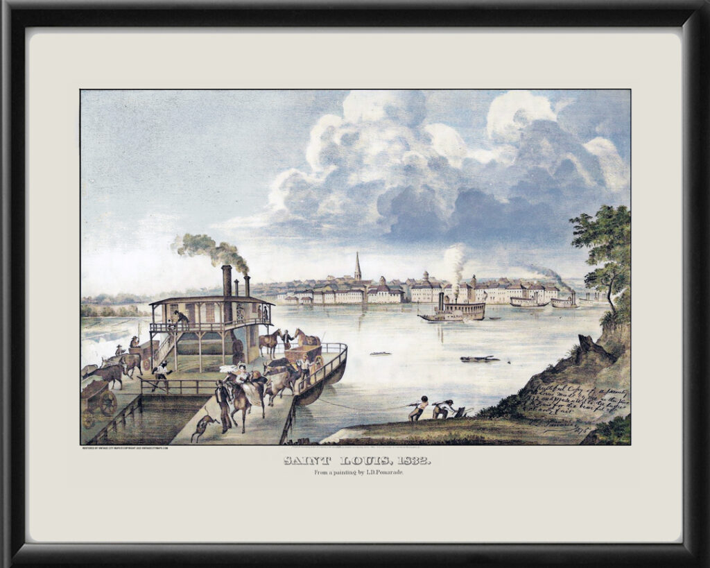 St. Louis MO 1832 (Color) Restored Map | Vintage City Maps