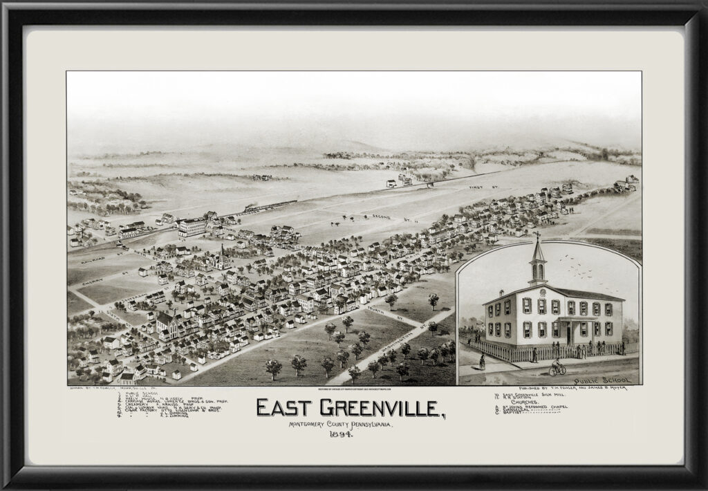 East Greenville PA 1894 Restored Map | Vintage City Maps