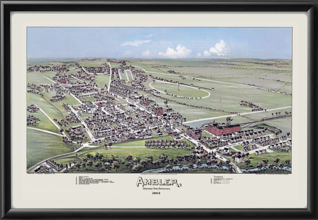 Ambler PA 1894 (Color) Restored Map | Vintage City Maps