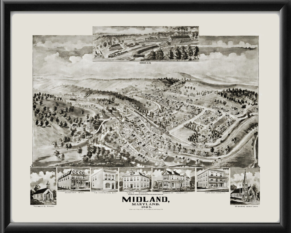 Midland MD 1905 Restored Map | Vintage City Maps