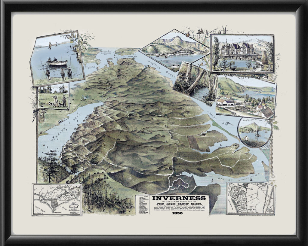 Inverness CA 1890 (Color) Restored Map | Vintage City Maps
