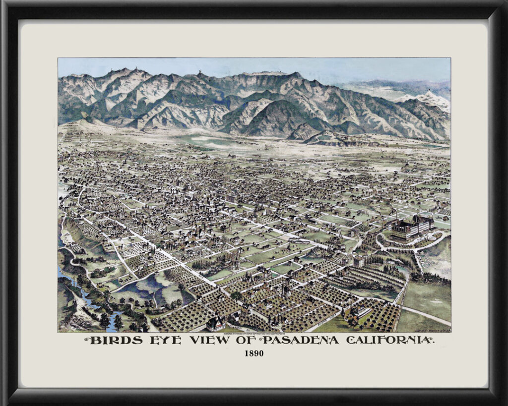 Pasadena CA 1890 (Color) Restored Map | Vintage City Maps
