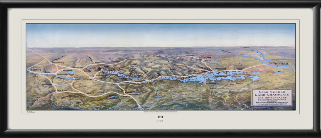 The Adirondacks - Lake George & Lake Champlain 1911 Restored Map ...