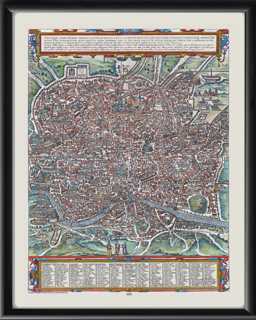 Rome Italy 1588 Restored Map | Vintage City Maps