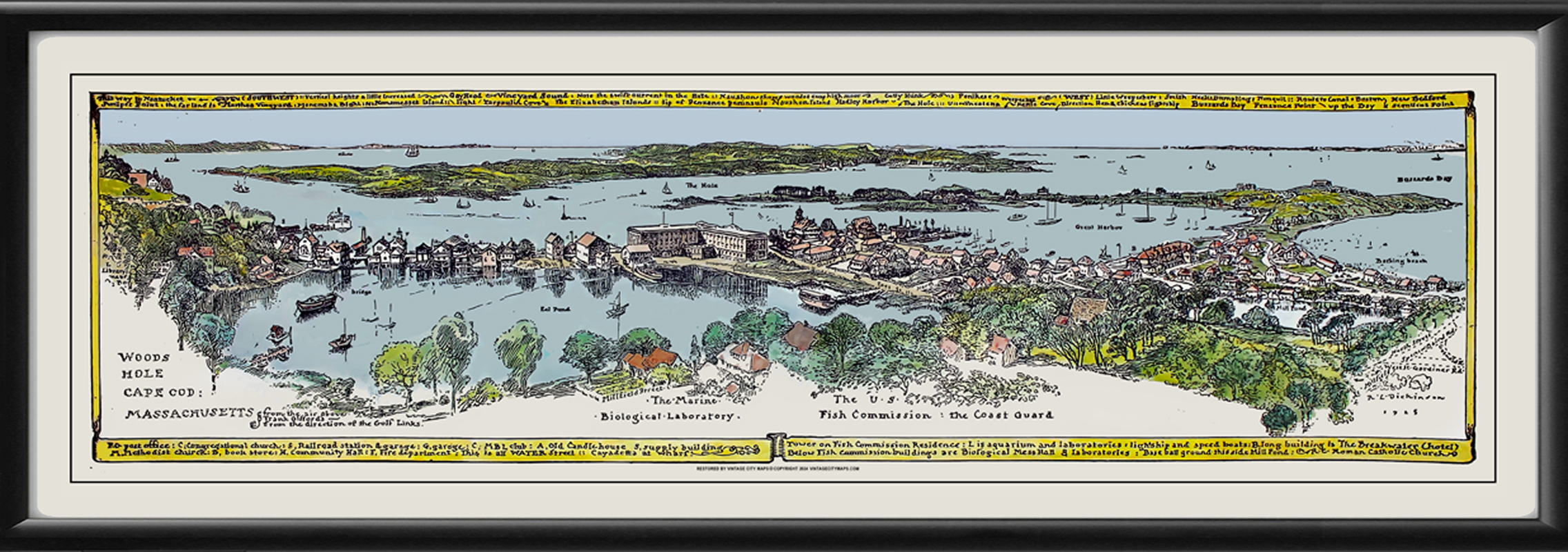 Woods Hole, Cape Cod MA 1925 Restored Map | Vintage City Maps
