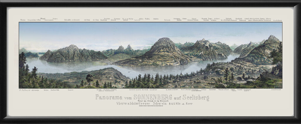 Lake Lucerne Switzerland 1840 (Color) Restored Map | Vintage City Maps