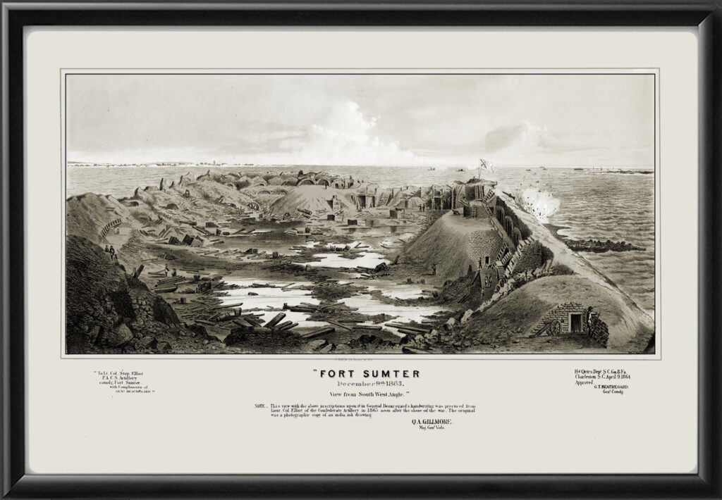 Fort Sumter - Charleston SC 1863 | Vintage City Maps - Restored Views
