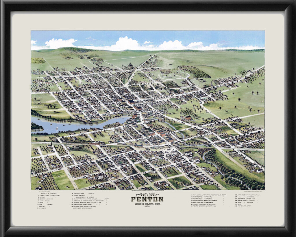 Fenton MI 1880 (Color) Restored Map | Vintage City Maps