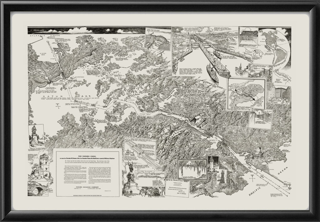 Panama Canal 1925 Restored Map | Vintage City Maps