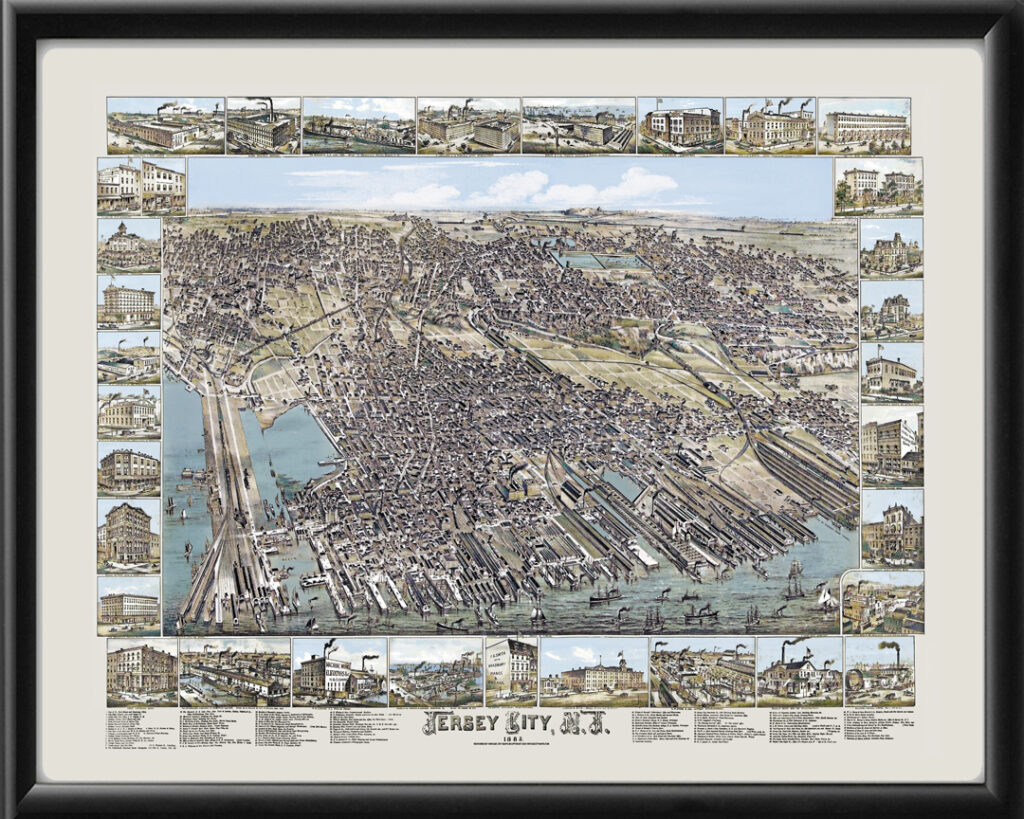 Jersey City NJ 1883 (Color) Restored Map | Vintage City Maps