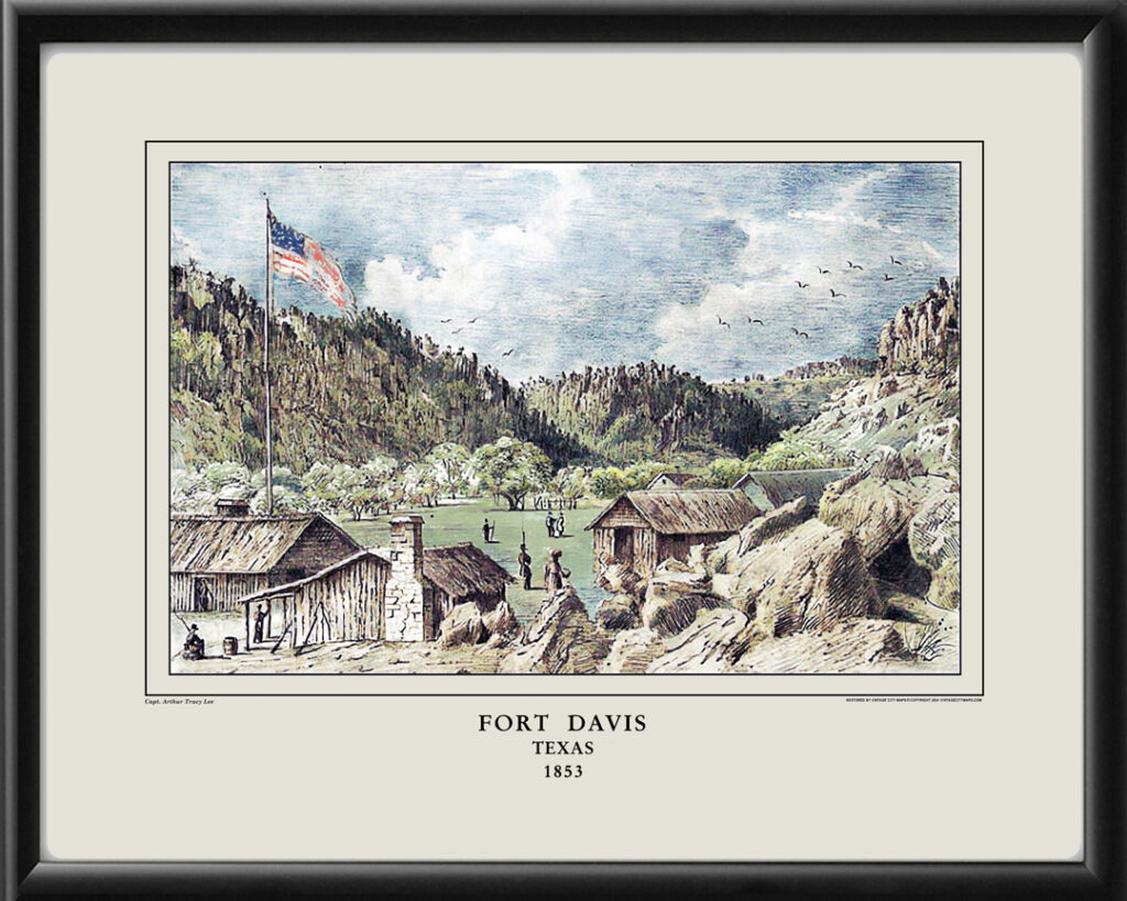 Fort Davis TX 1853 - Restored Bird's Eye View (Color) Restored Map ...