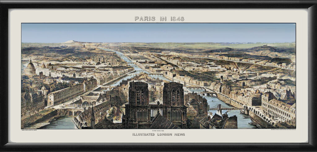 Paris France 1848 (Color) Restored Map | Vintage City Maps
