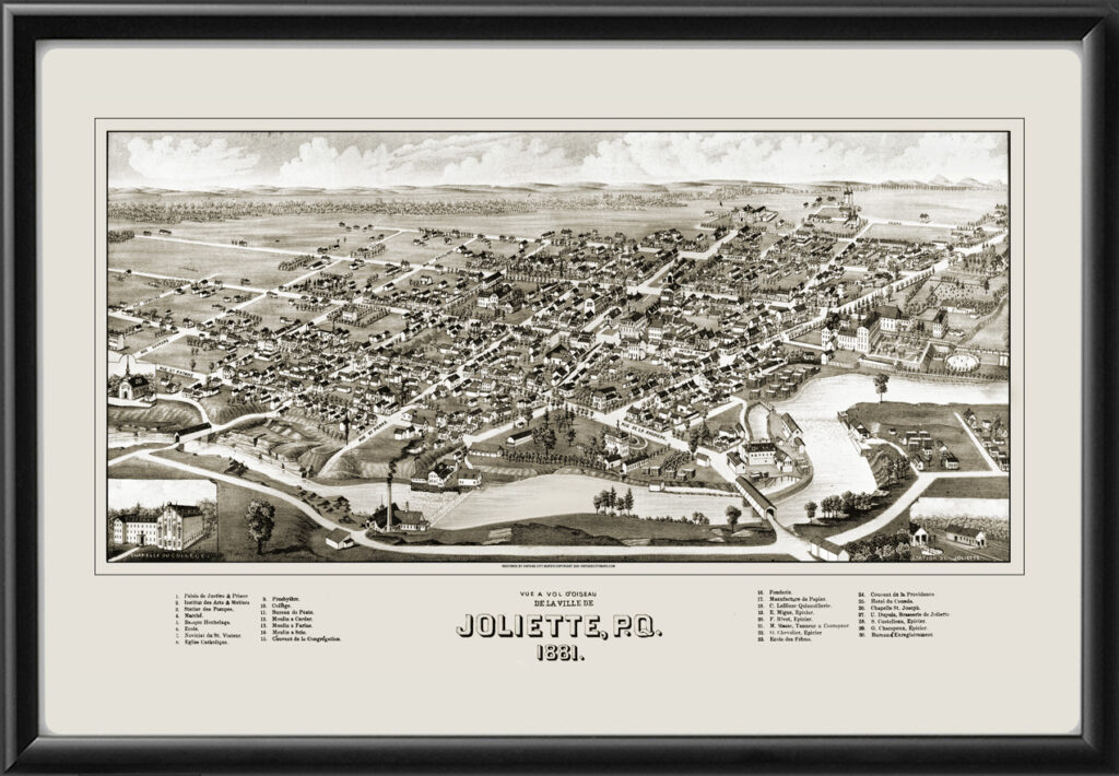 Joliette Quebec Canada 1881 Restored Map | Vintage City Maps