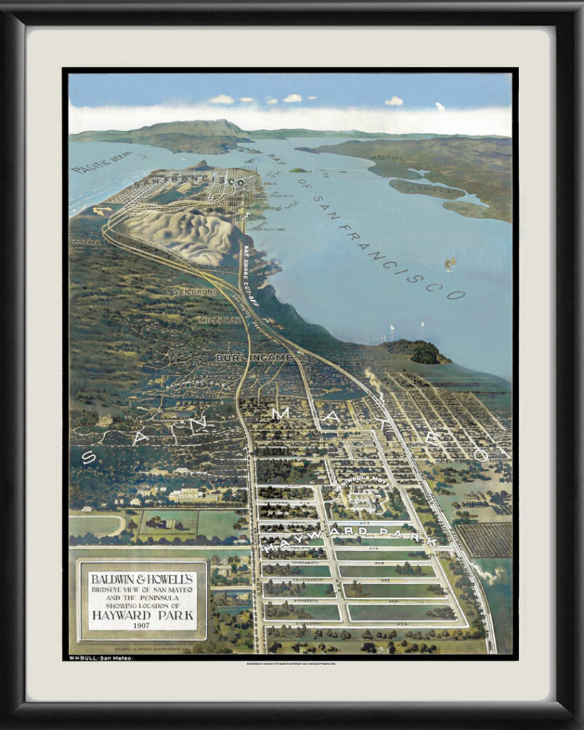 San Mateo CA 1907 Restored Map | Vintage City Maps