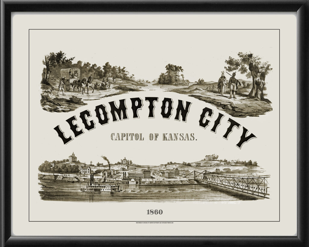 Lecompton KS 1859 - Vintage City Maps