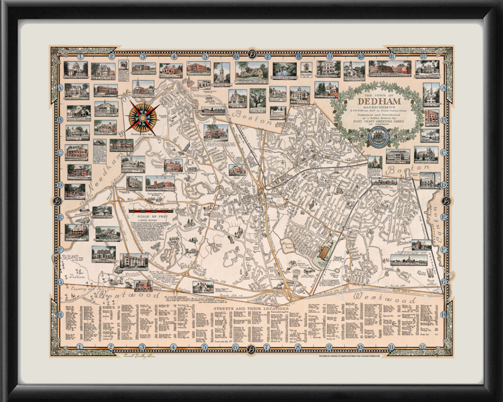 Dedham MA 1835 Restored Map | Vintage City Maps