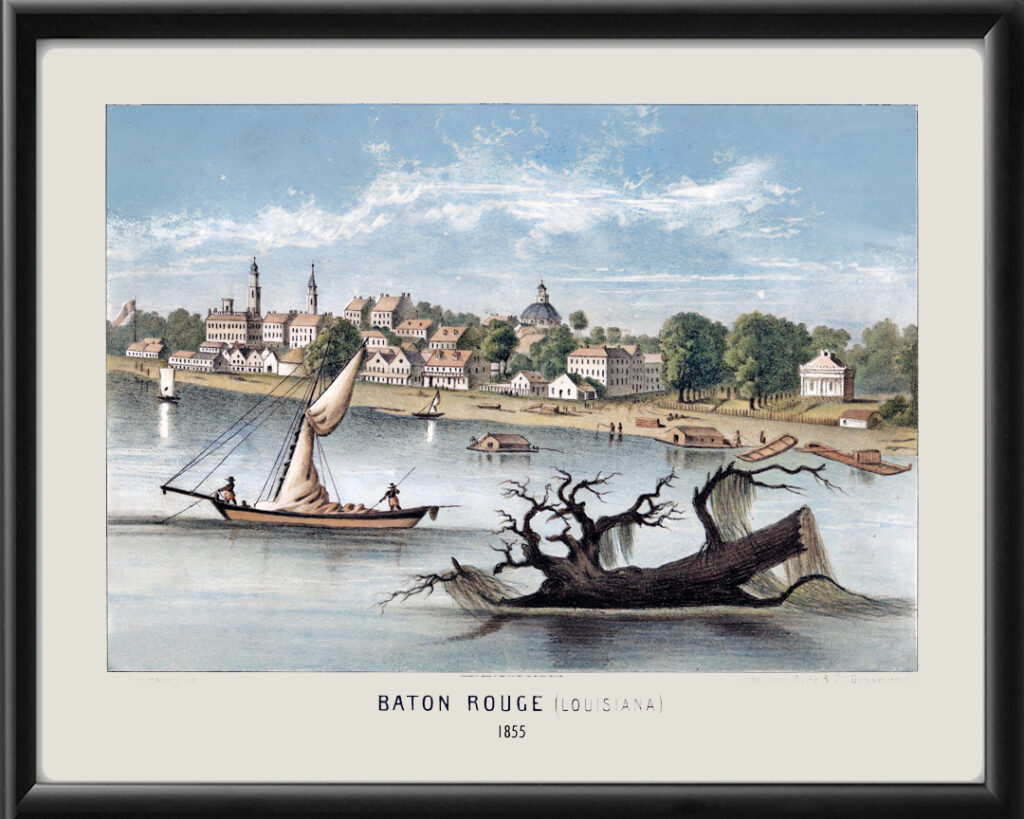 Baton Rouge LA 1855 Restored Map | Vintage City Maps