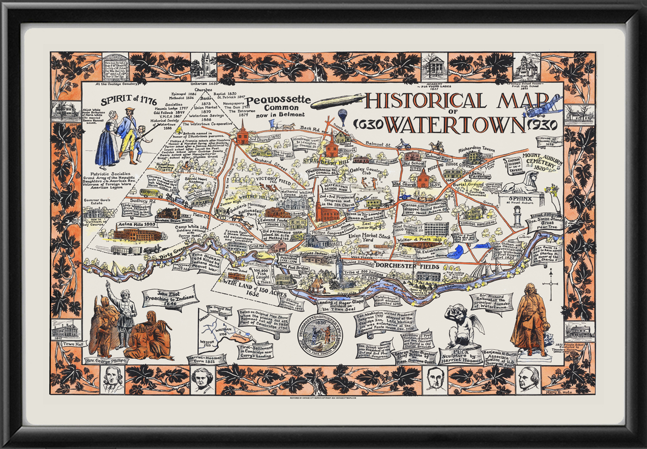 Watertown NY 1630-1930 Restored Map | Vintage City Maps