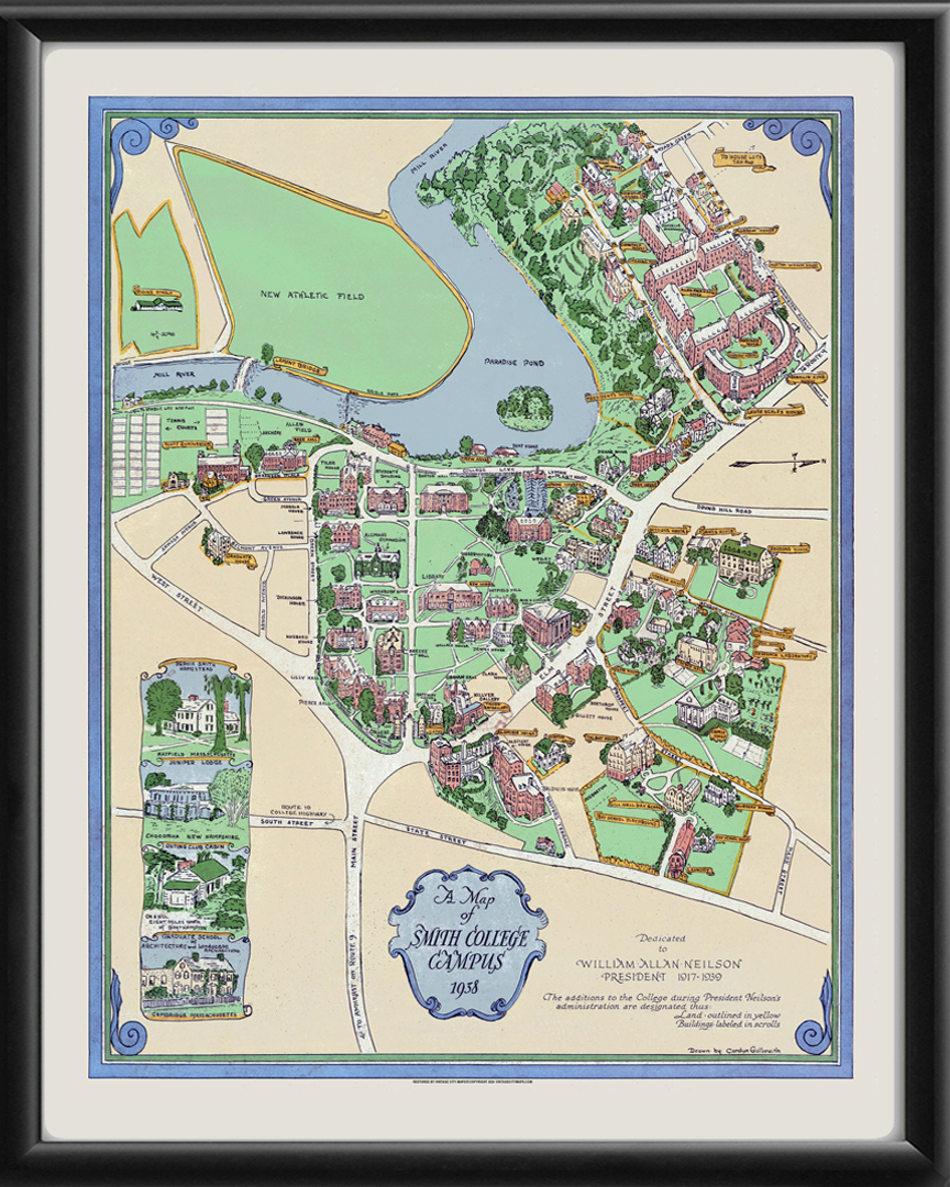 Smith College Campus Map 1938 - Vintage City Maps