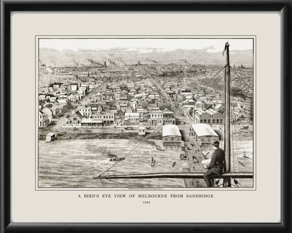 Melbourne Australia 1885 Restored Map | Vintage City Maps