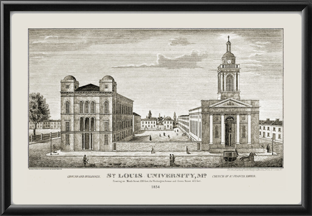 Saint Louis University, St. Louis MO 1854 Restored Map | Vintage City Maps