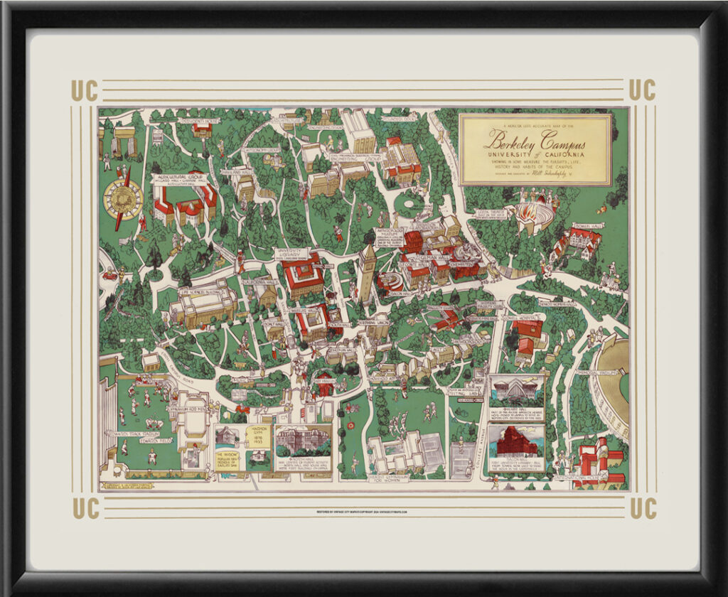 University of California - Berkeley 1937 Campus Map Restored Map ...