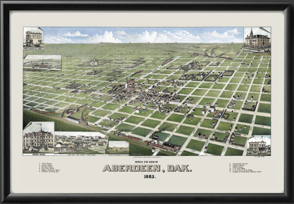 Aberdeen SD 1883 (Color) Restored Map | Vintage City Maps