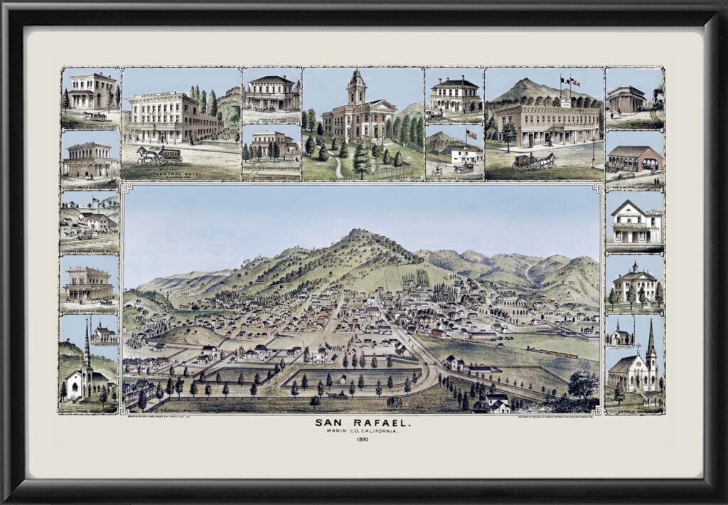 San Rafael CA 1891 (Color) Restored Map | Vintage City Maps