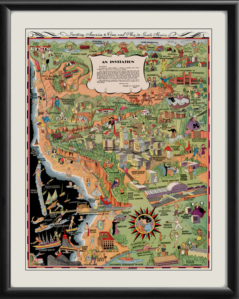 Santa Monica CA 1940 Restored Map | Vintage City Maps
