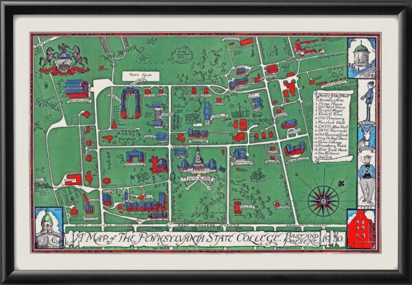 Pennsylvania State College 1910 (Color) - Vintage City Maps