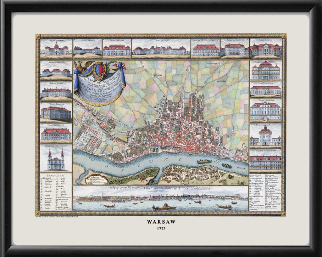 Warsaw Poland 1772 - Vintage City Maps