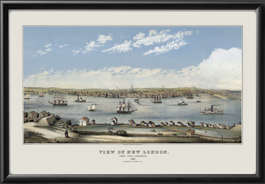 New London CT 1854 (Color) Restored Map | Vintage City Maps