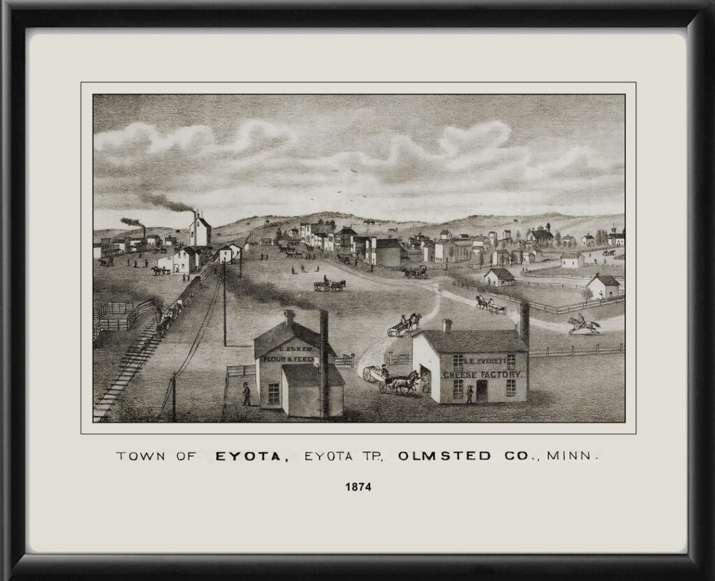 Vintage City Maps - Bird's eye view map of Anoka, Minnesota, 1869