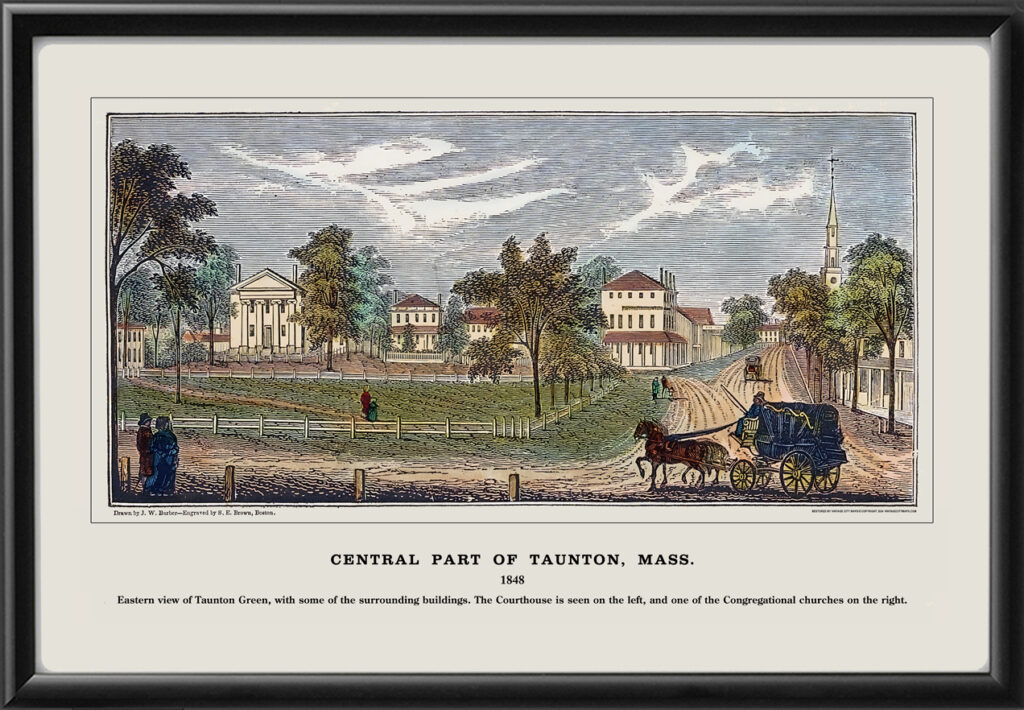 Taunton MA 1848 Restored Map | Vintage City Maps