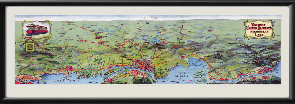 Detroit United Railway's Interurban Lines 1920 Restored Map | Vintage ...