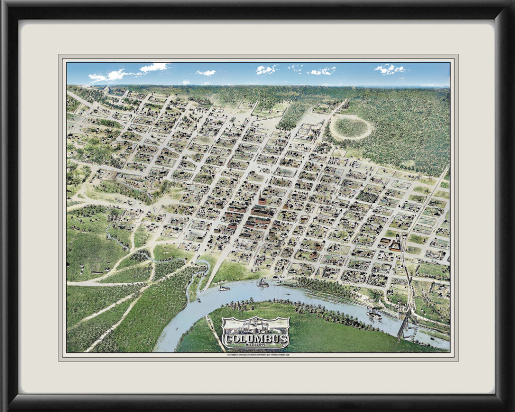 Columbus MS 1875 (Color) Restored Map | Vintage City Maps