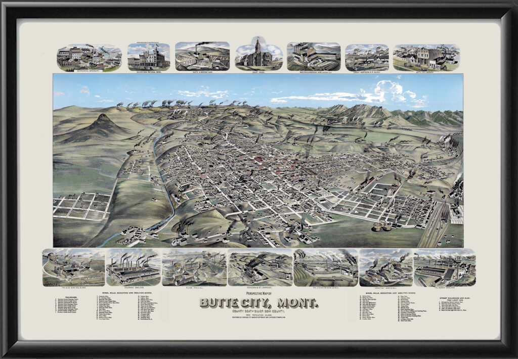 Butte MT 1890 (Color) Restored Map | Vintage City Maps