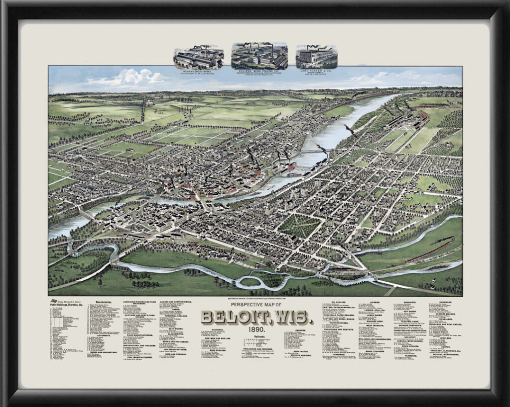 Beloit WI 1890 (Color) Restored Map | Vintage City Maps