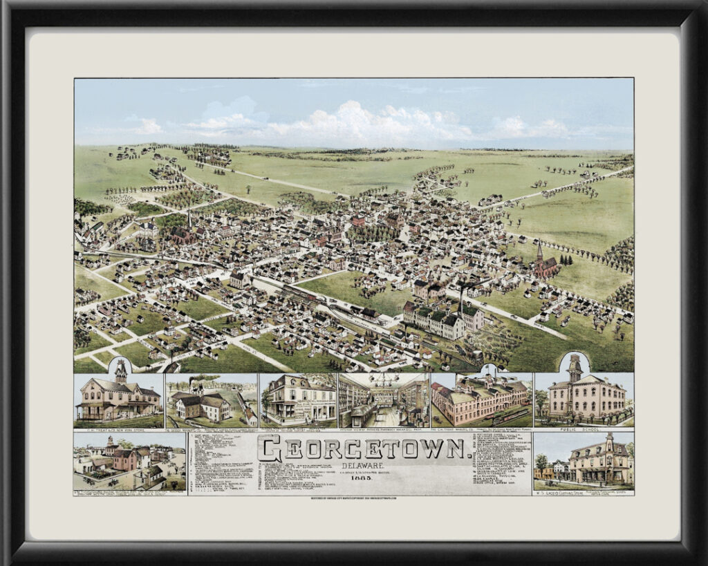 Georgetown DE 1885 (Color) Restored Map | Vintage City Maps