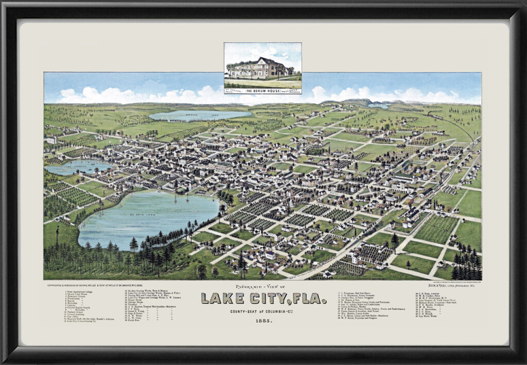 Lake City FL 1885 (Color) Restored Map | Vintage City Maps