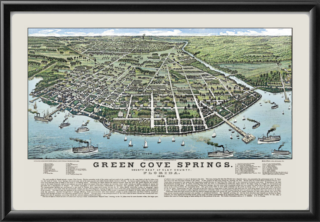 Green Cove Springs FL 1886 (Color) Restored Map | Vintage City Maps