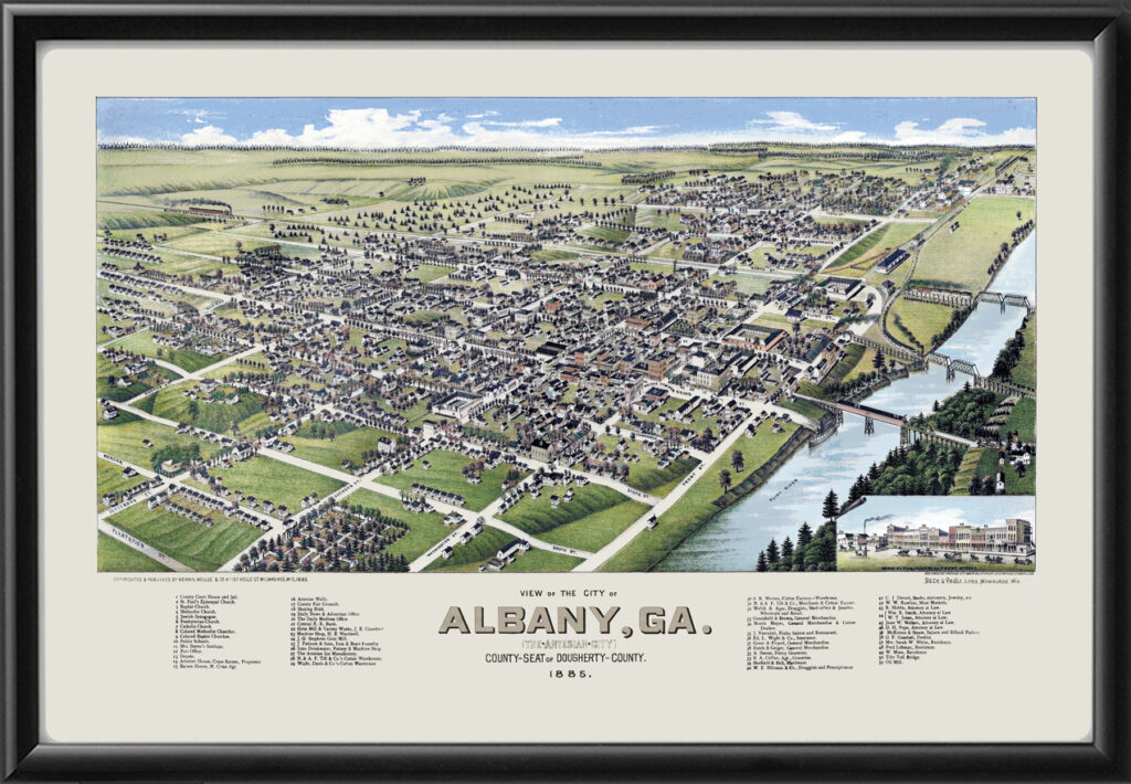 Albany GA 1885 (Color) | Vintage City Maps - Restored City Views