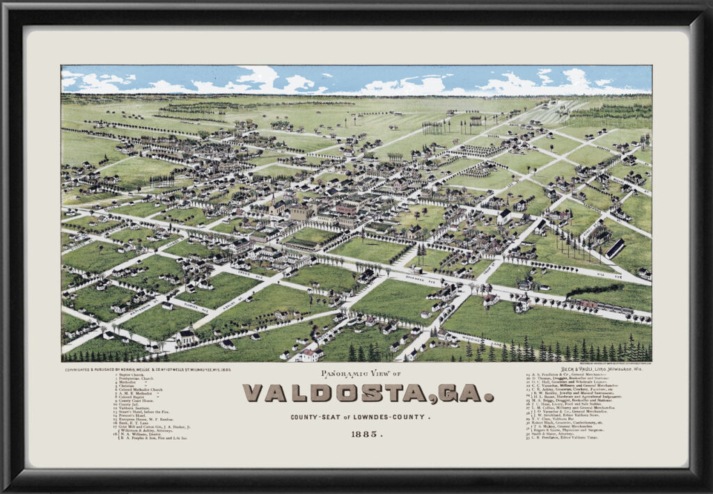 Valdosta GA 1885 (Color) | Vintage City Maps - Restored Bird's Eye Views