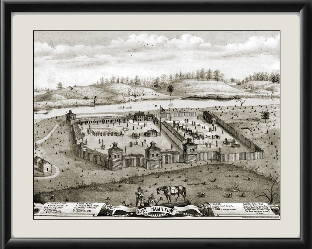 Fort Hamilton Ohio 1791 Restored Map | Vintage City Maps