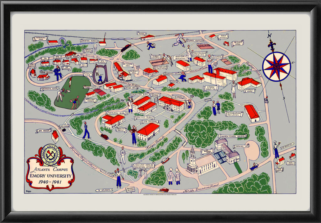 Emory University - Atlanta GA 1941 Restored Map | Vintage City Maps