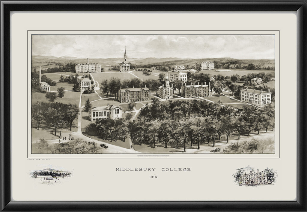 Middlebury College 1916 Restored Map | Vintage City Maps
