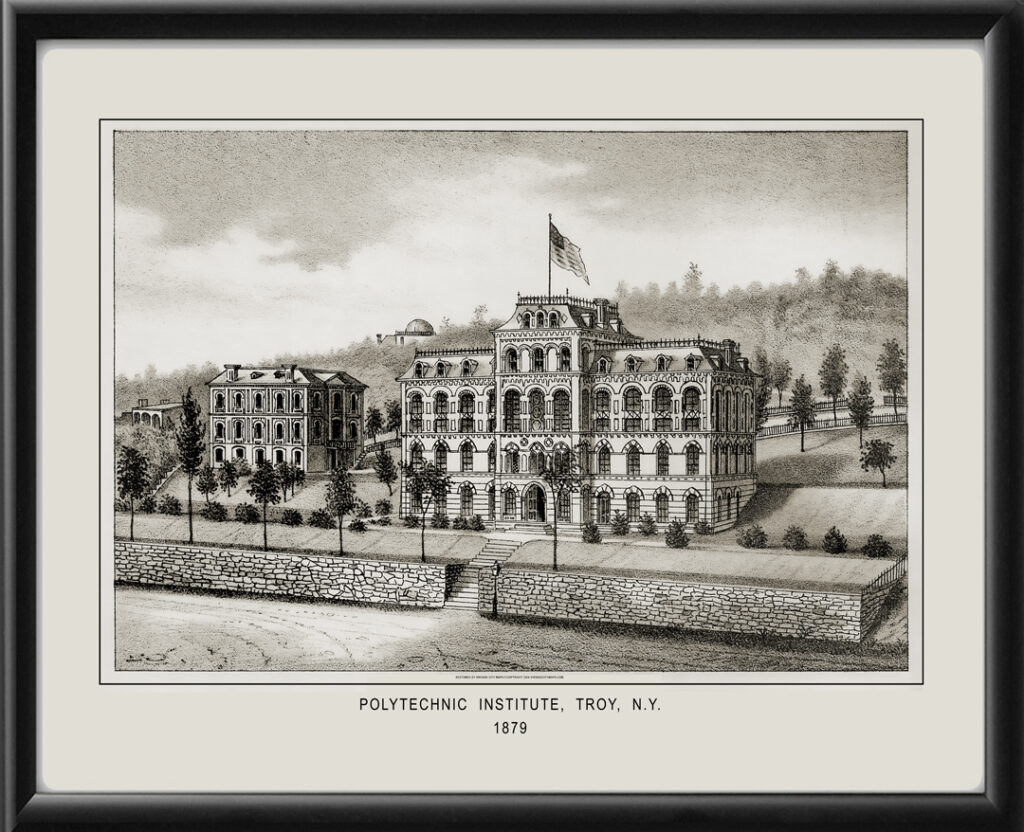 Rensselaer Polytechnic Institute, Troy NY 1876 Restored Map | Vintage ...