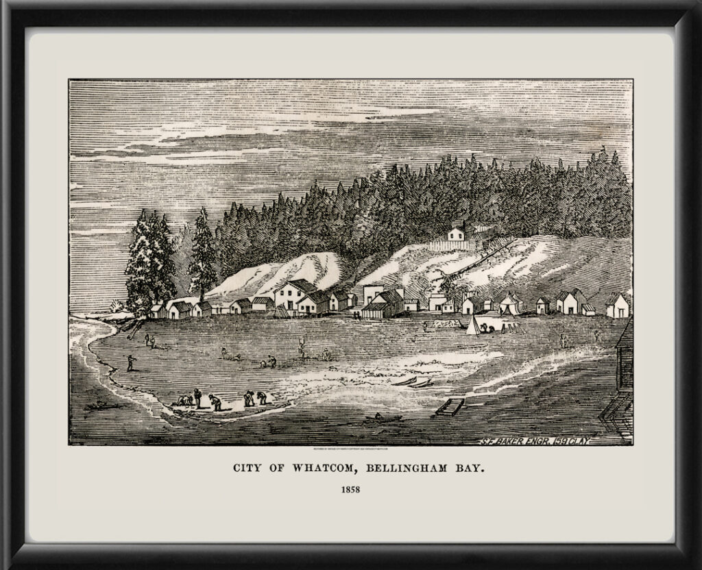 Whatcom (Bellingham) WA 1858 Restored Map | Vintage City Maps